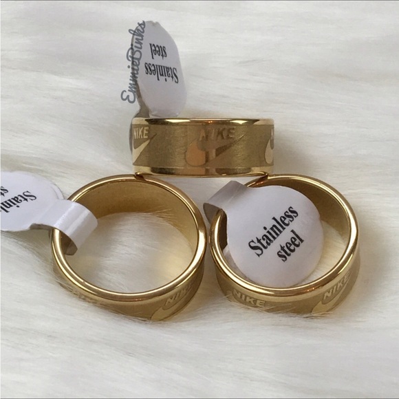 Nike | Jewelry | New 8mm Nike Swoosh Logo Golden Stainless Steel Band ...